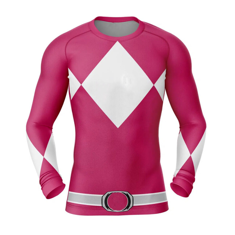 Pink Ranger Power Rangers Long Sleeve Rash Guard Compression - Custom ...